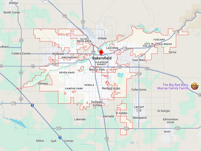 16. bakersfield, ca map