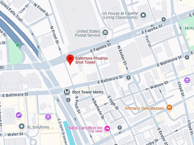 16. baltimore phoenix shot tower map