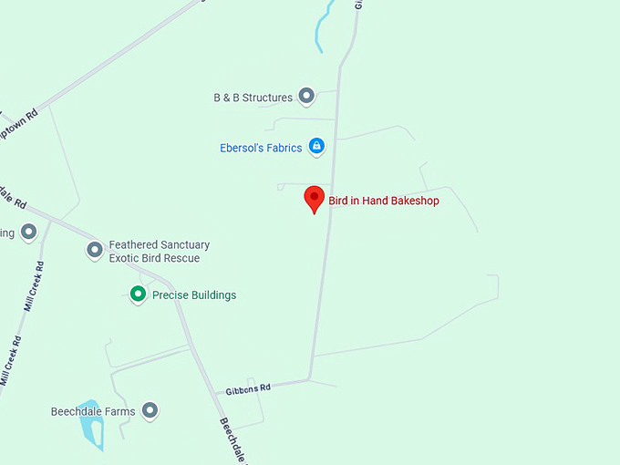 16. bird in hand bakeshop (542 gibbons rd) map