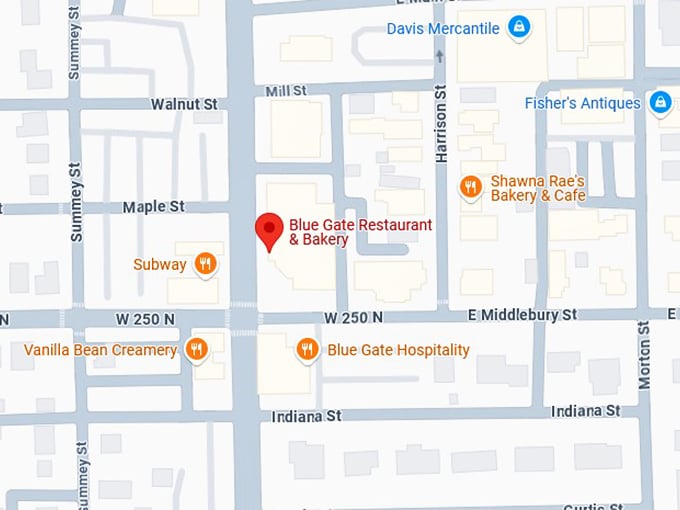 blue gate restaurant & bakery map