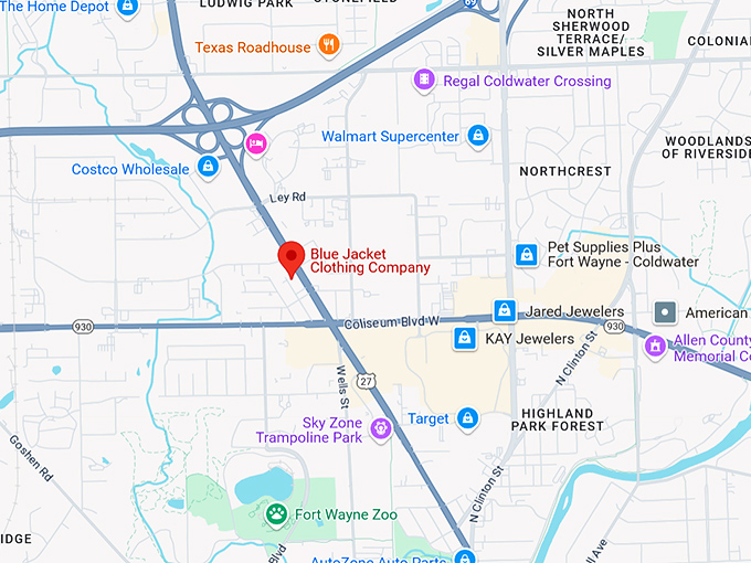 16. blue jacket clothing company map