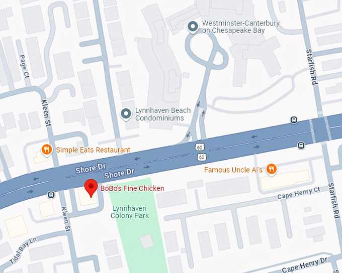 16. bobo's fine chicken map