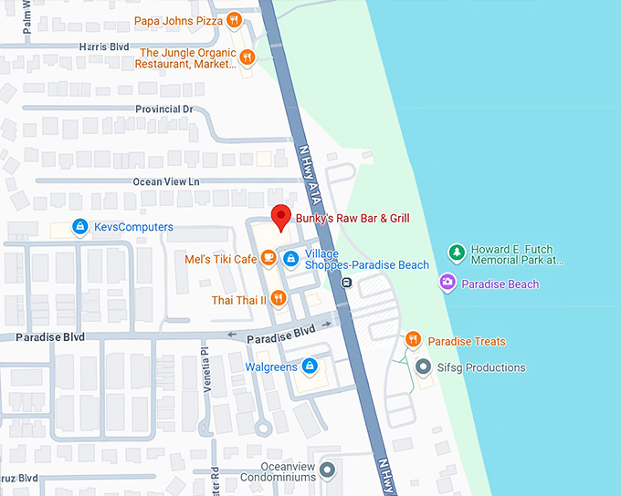 16. bunky's raw bar & grill map