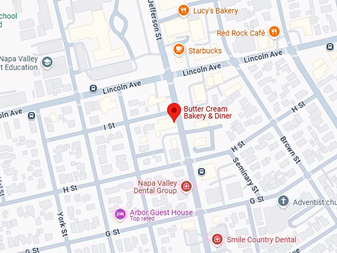 16. butter cream bakery & diner map