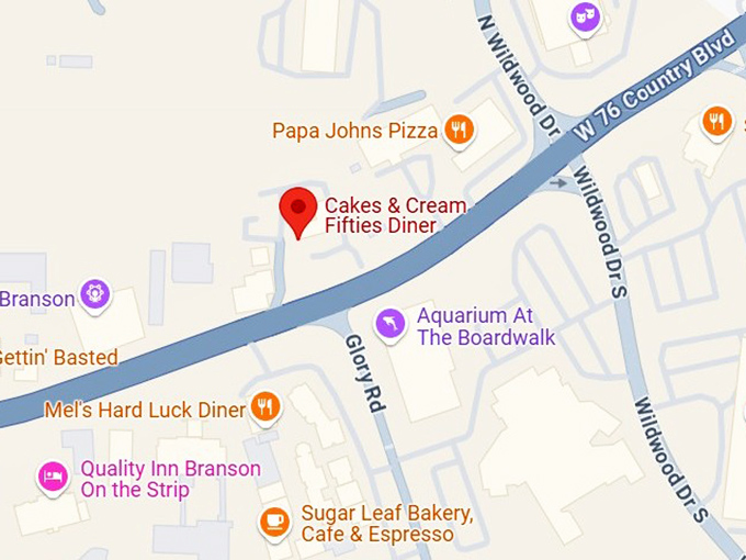 16. cakes & cream fifties diner map