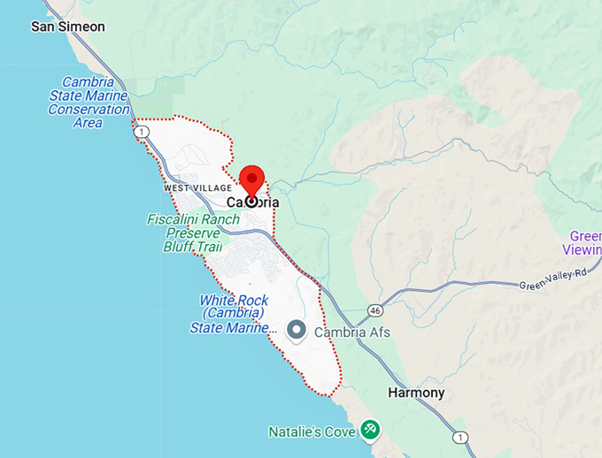 16. cambria, ca map