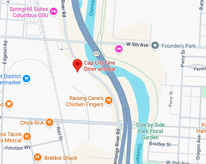 16. cap city fine diner & bar (1299 olentangy river rd) map
