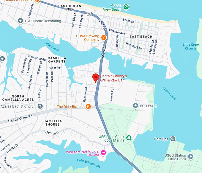 16. captain groovy's grill & raw bar map