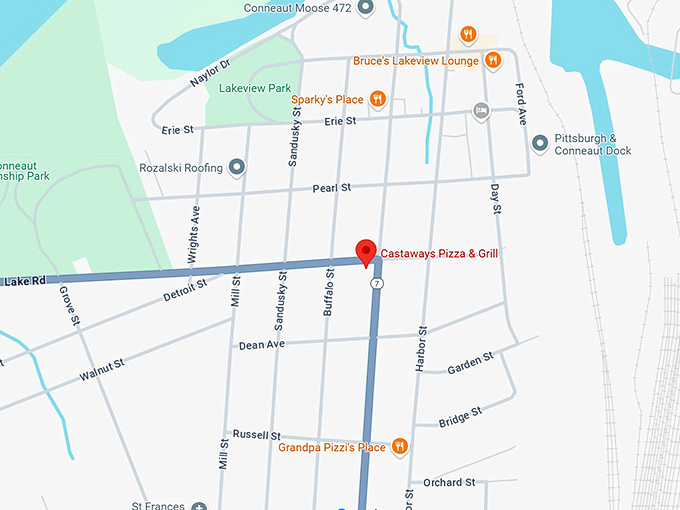 castaways pizza & grill map