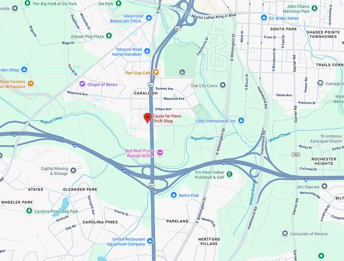 16. cause for paws thrift shop (1634 s saunders st) map