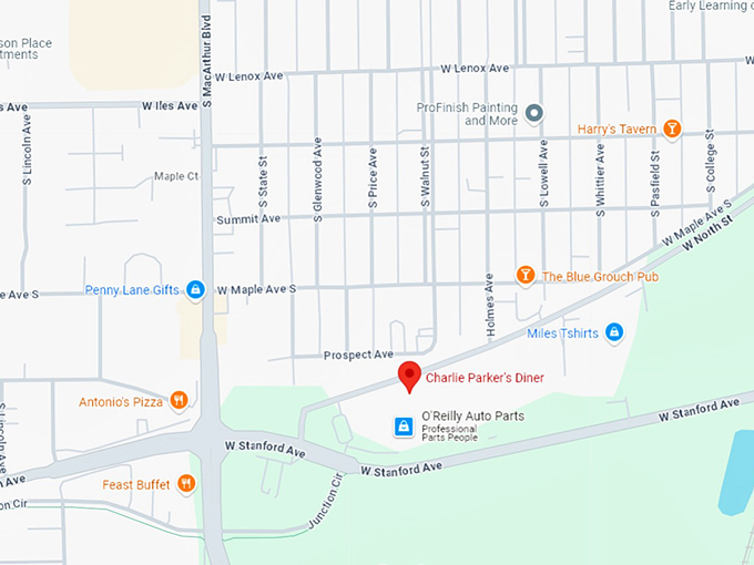 16. charlie parker's diner map