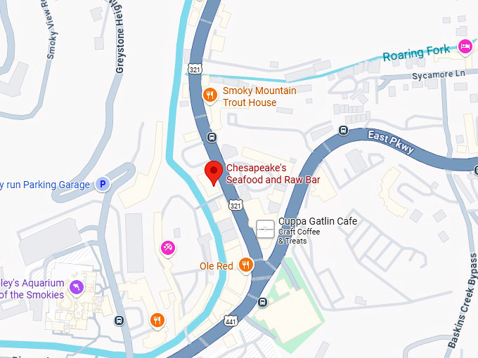 chesapeake's seafood and raw bar map