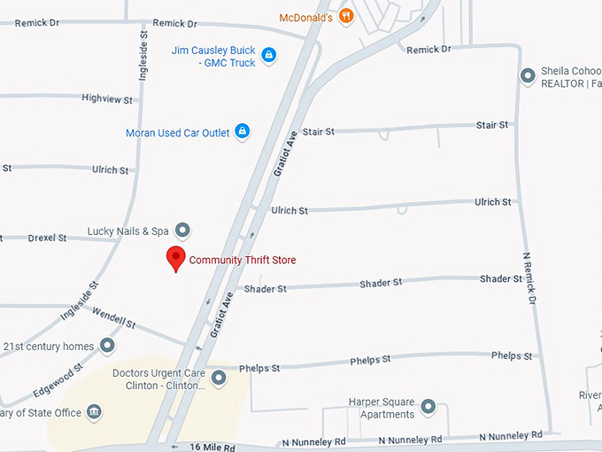 community thrift store map