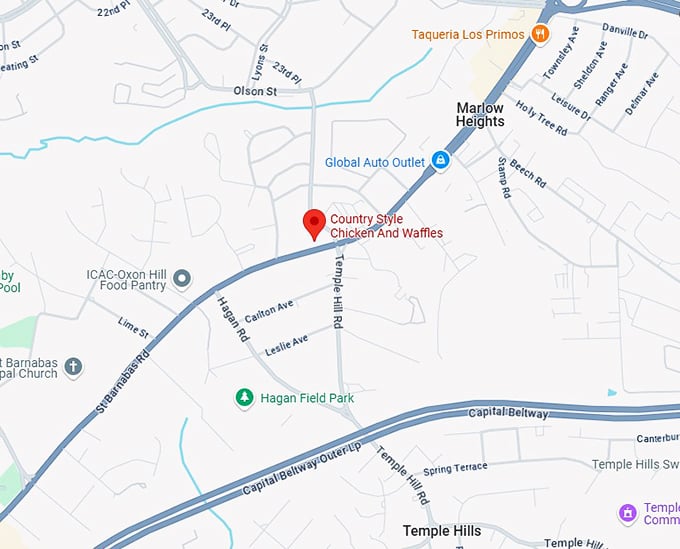 16. country style chicken and waffles map