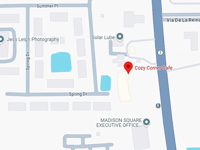 16. cozy corner cafe map