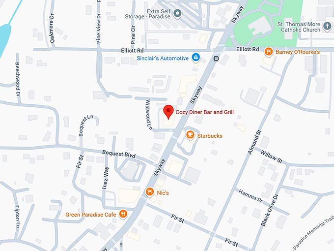 16. cozy diner bar and grill map