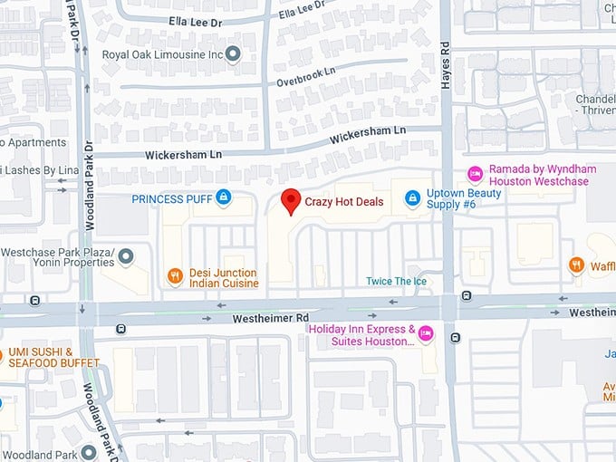16. crazy hot deals (11324 westheimer rd) map