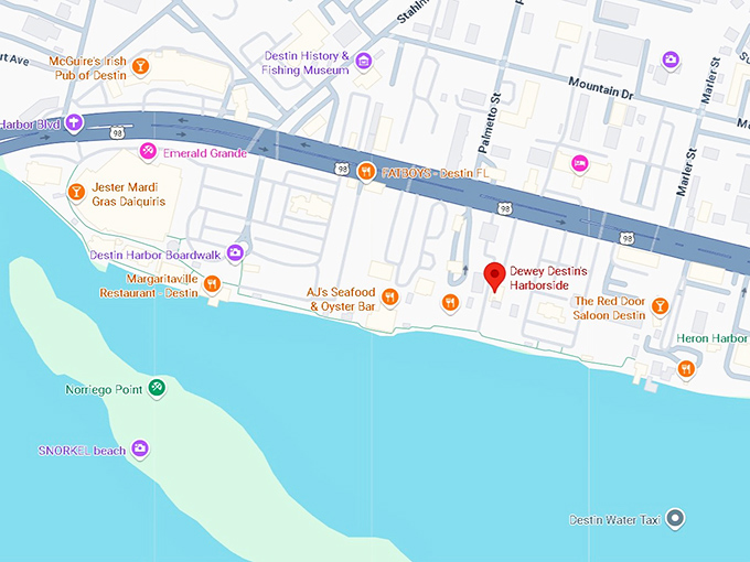16. dewey destin's harborside (202 harbor blvd) map