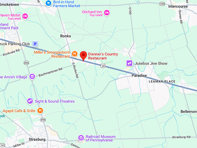 16. dienner's country restaurant map