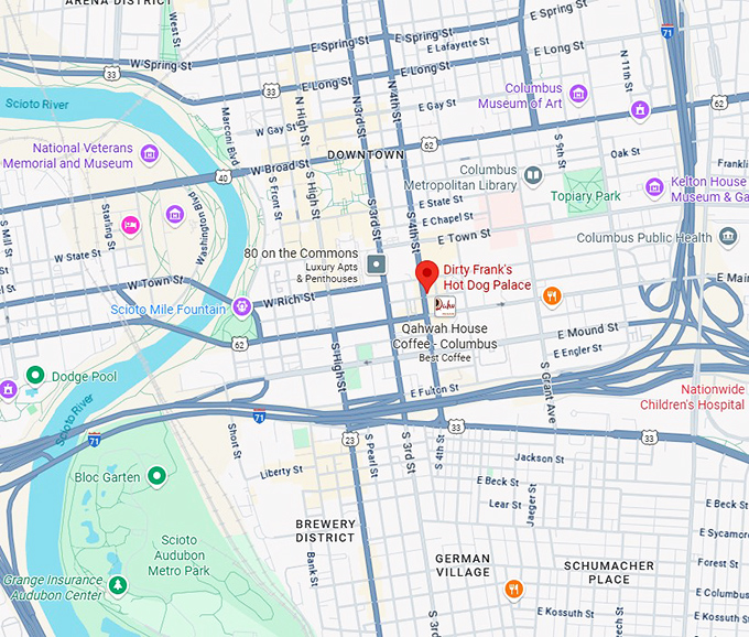 16. dirty frank's hot dog palace map