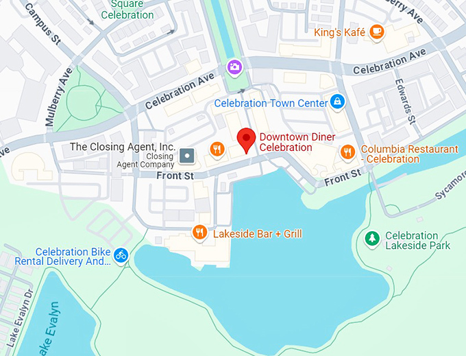 16. downtown diner celebration map