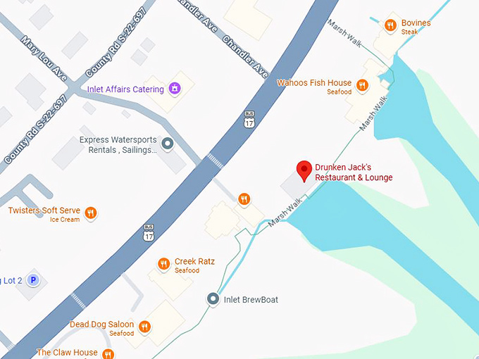 16. drunken jack’s restaurant & lounge map
