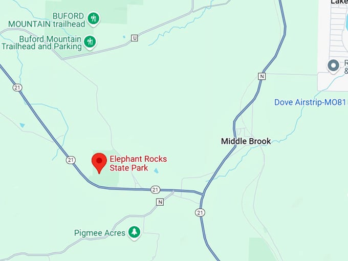 16. elephant rocks state park map