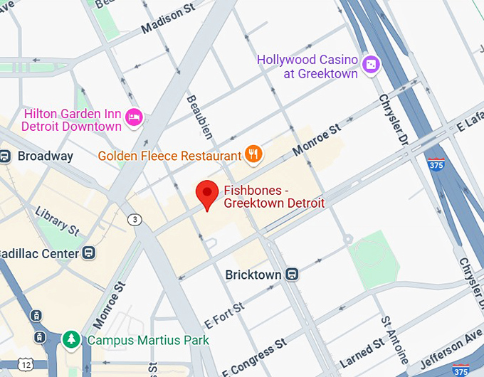16. fishbones greektown detroit map
