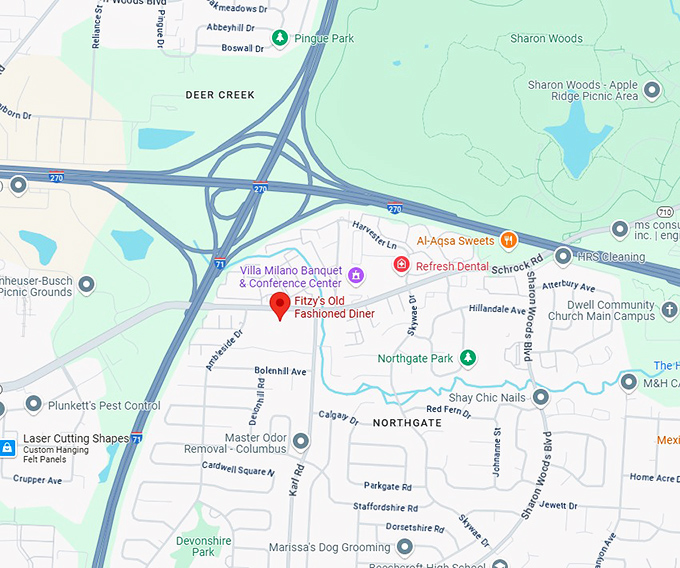 16. fitzy's old fashioned diner map