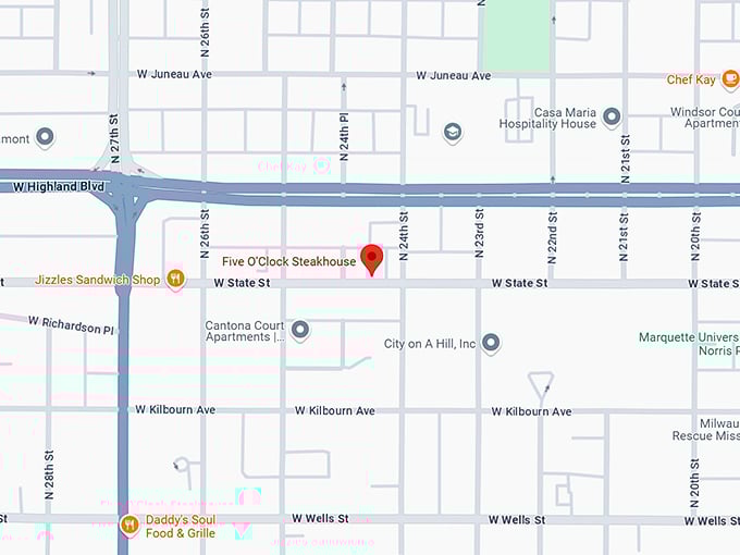 16. five o'clock steakhouse map