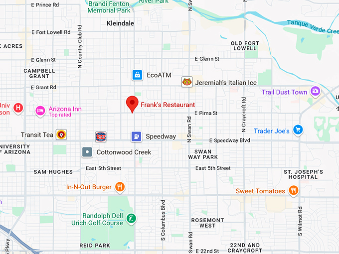 16. frank&rsquo;s restaurant map