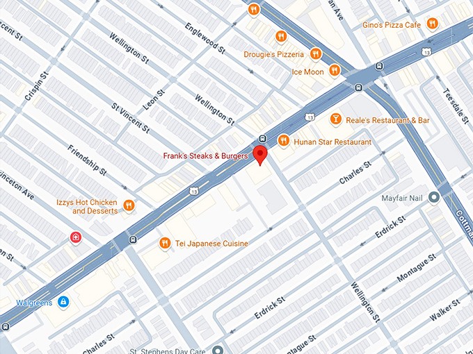 16. frank's steaks & burgers map