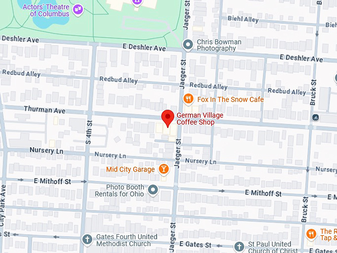 16. german village coffee shop map