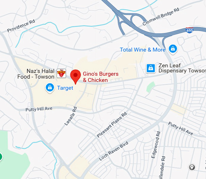 16. gino's burgers & chicken map