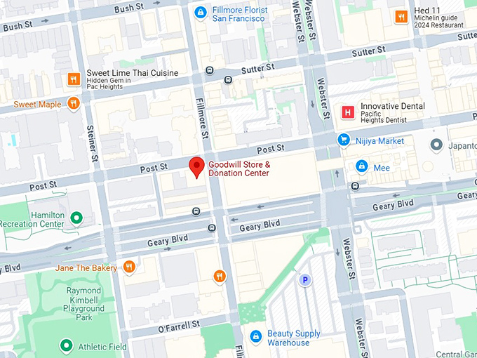 goodwill store & donation center (1669 fillmore st) map