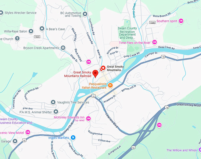 16. great smoky mountains railroad map