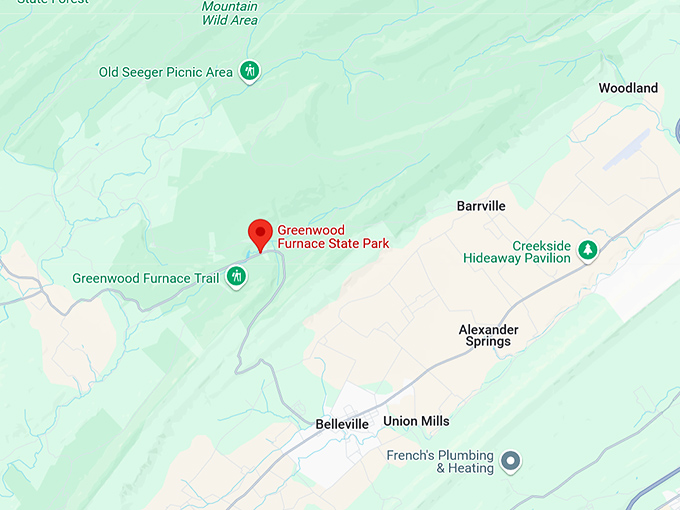 16. greenwood furnace state park map