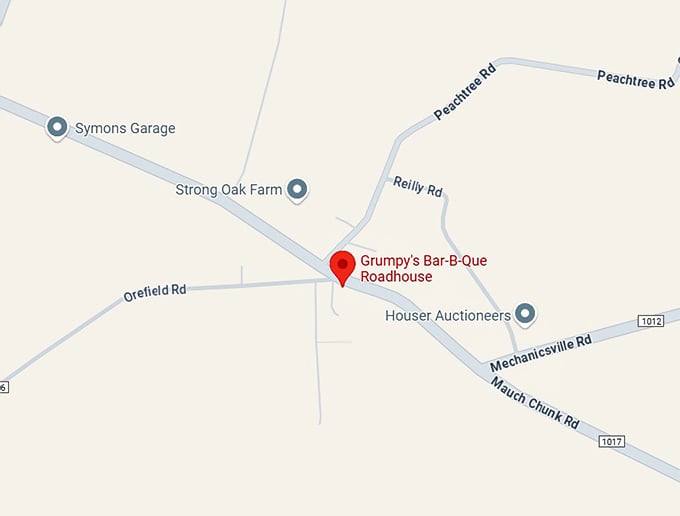 16. grumpy's bar b que roadhouse map