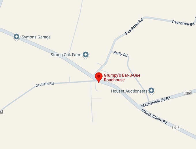 16. grumpy's bar b que roadhouse map