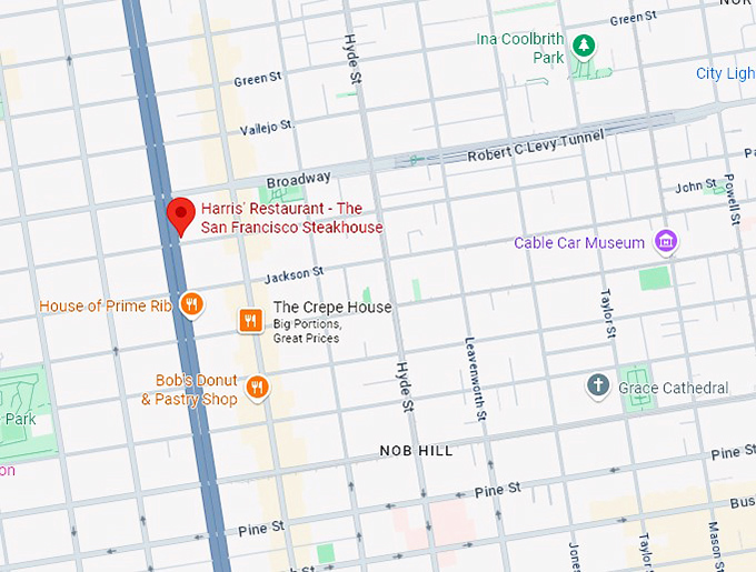 16. harris' restaurant the san francisco steakhouse map