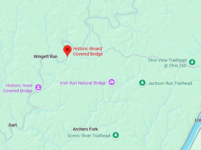16. historic rinard covered bridge map