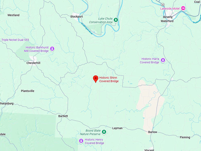 16. historic shinn covered bridge map