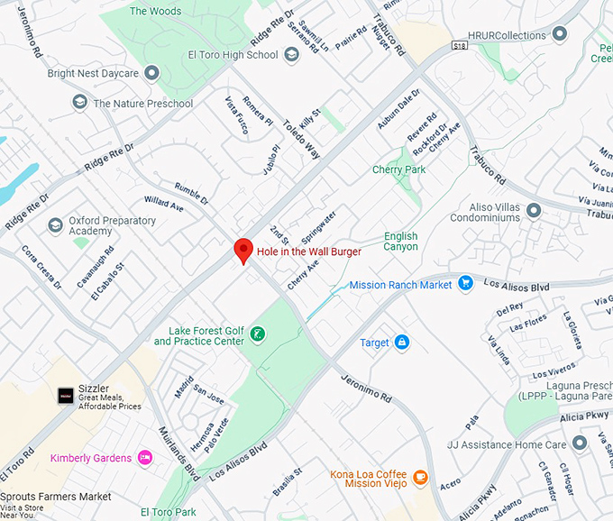 16. hole in the wall burger map