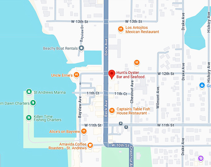 16. hunt's oyster bar and seafood map