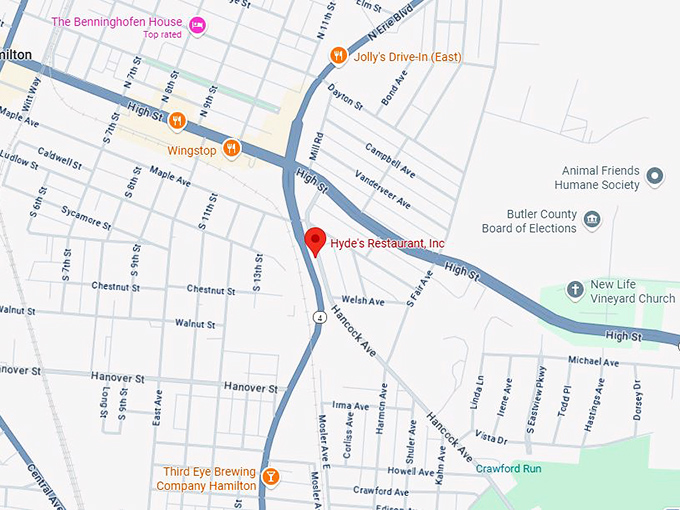 16. hyde's restaurant, inc. map