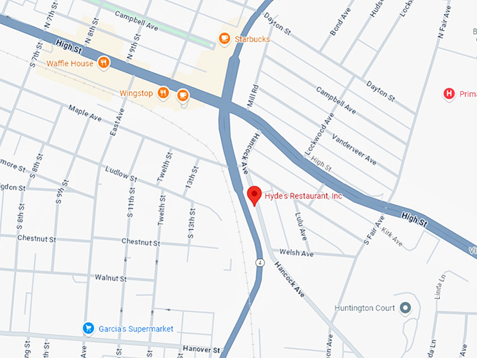 16. hyde's restaurant, inc. map