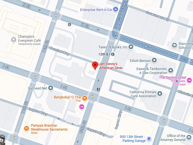 jim denny's american diner map