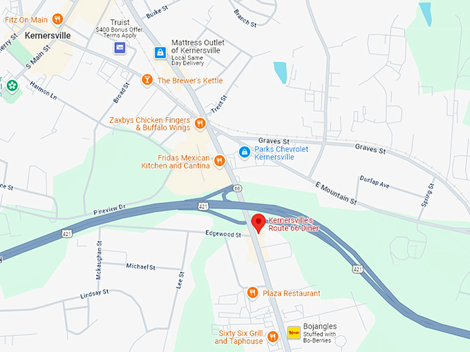 16. kernersville's route 66 diner map