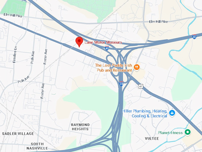16. lane motor museum map