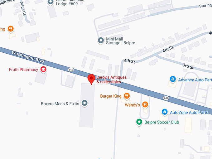 16. leroy's antiques & collectibles map
